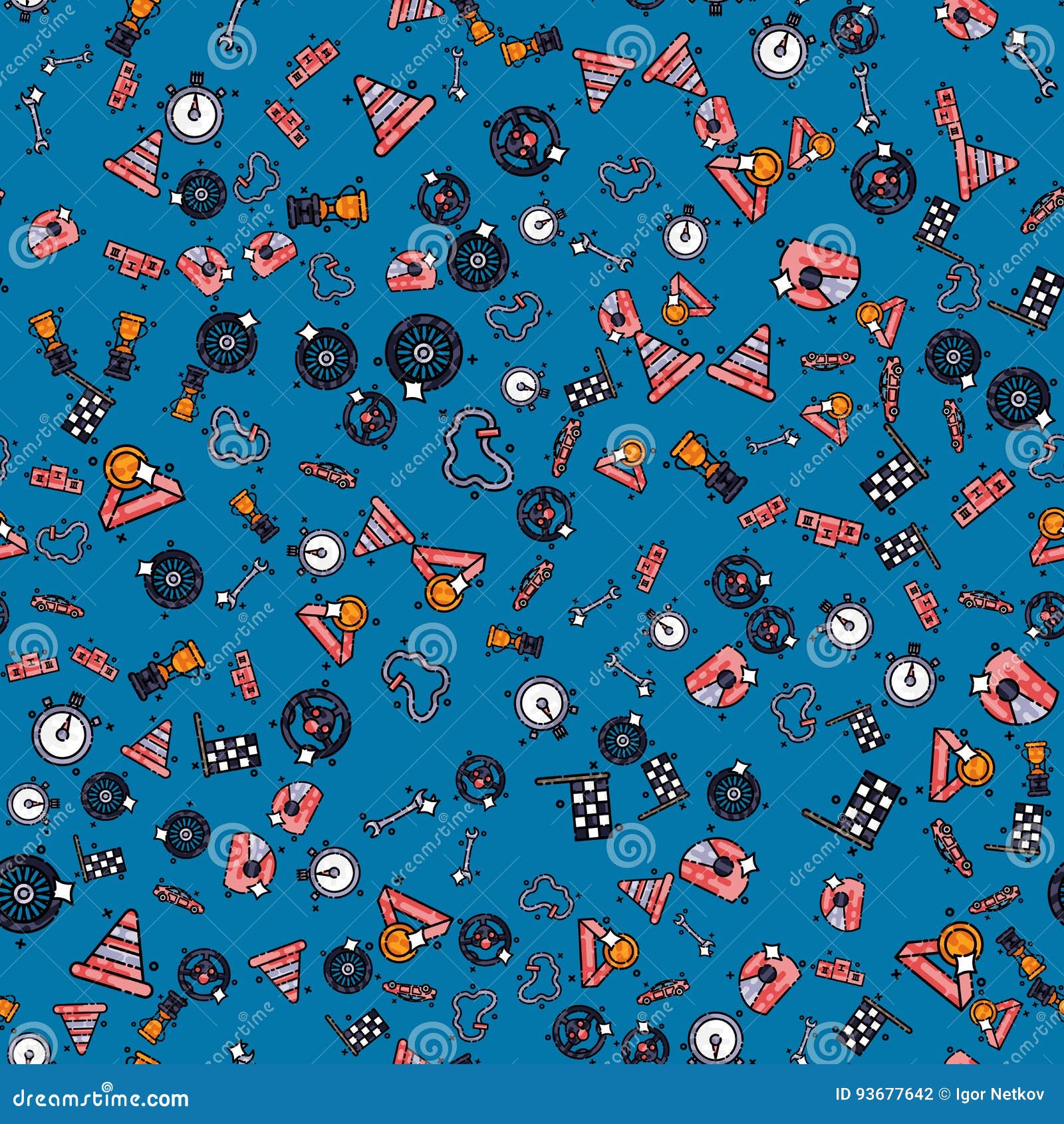 Racing set pattern stock vector. Illustration of flat - 93677642