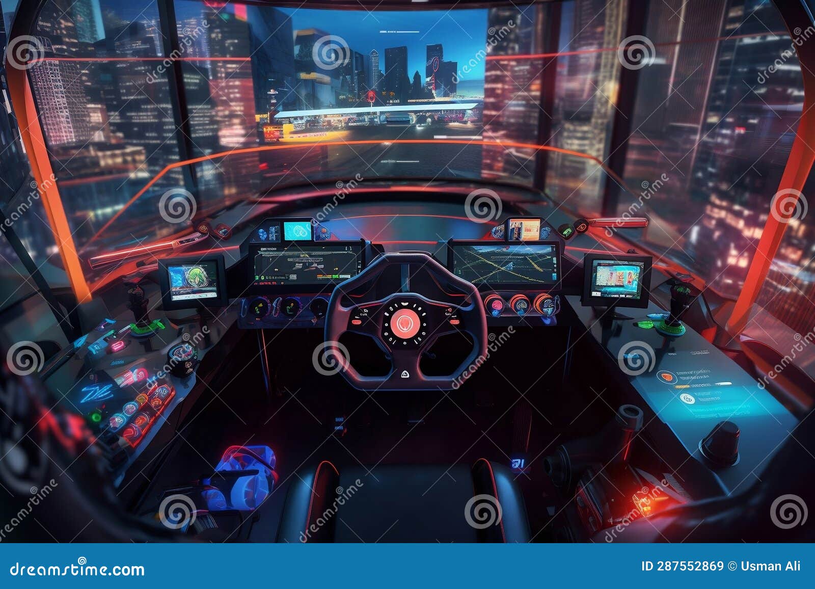 Racing Simulator Video Game with Interface, AI Stock Illustration ...