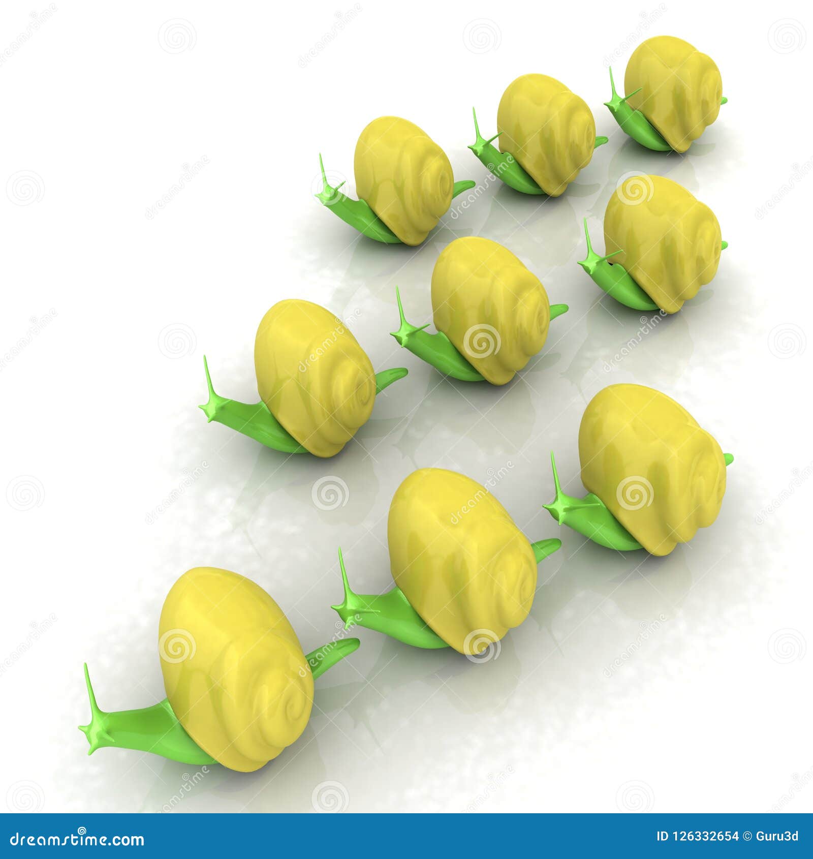 Racing Snails. 3D Illustration Stock Illustration - Illustration of ...
