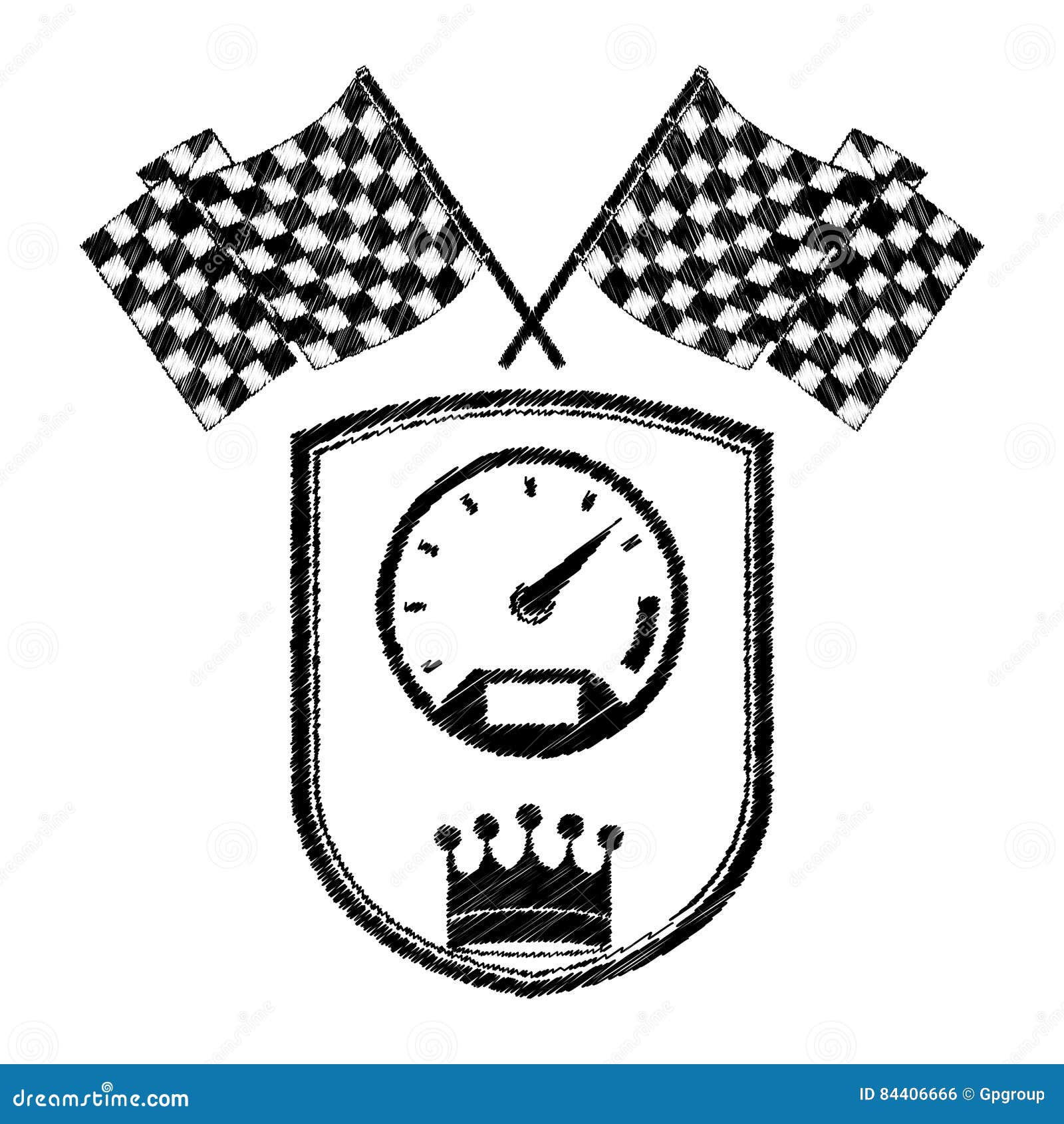 Racing Speedometer Award in Monochrome Striped with Flags and Crown ...