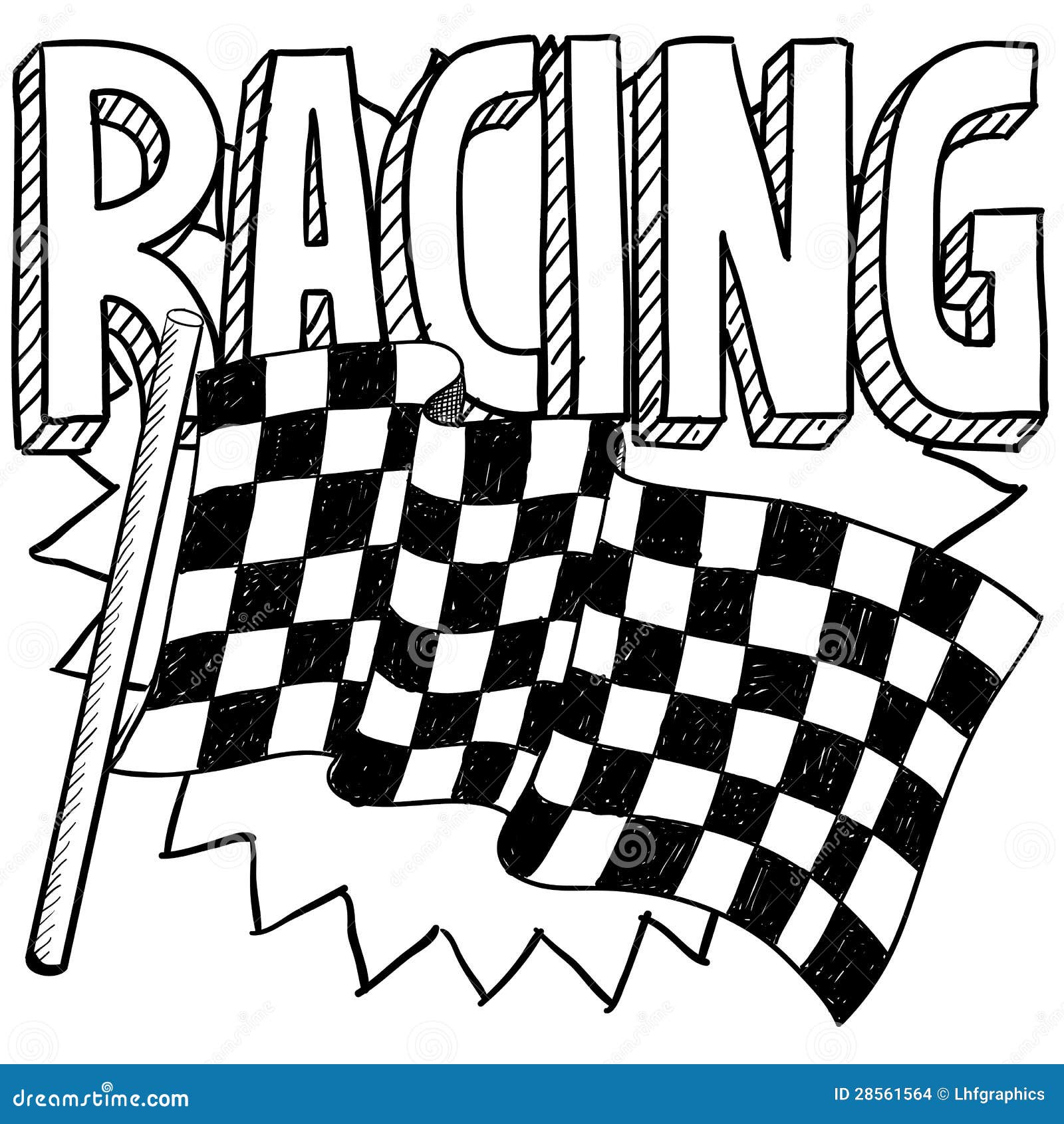 Racing sports sketch stock vector. Illustration of checkered - 28561564
