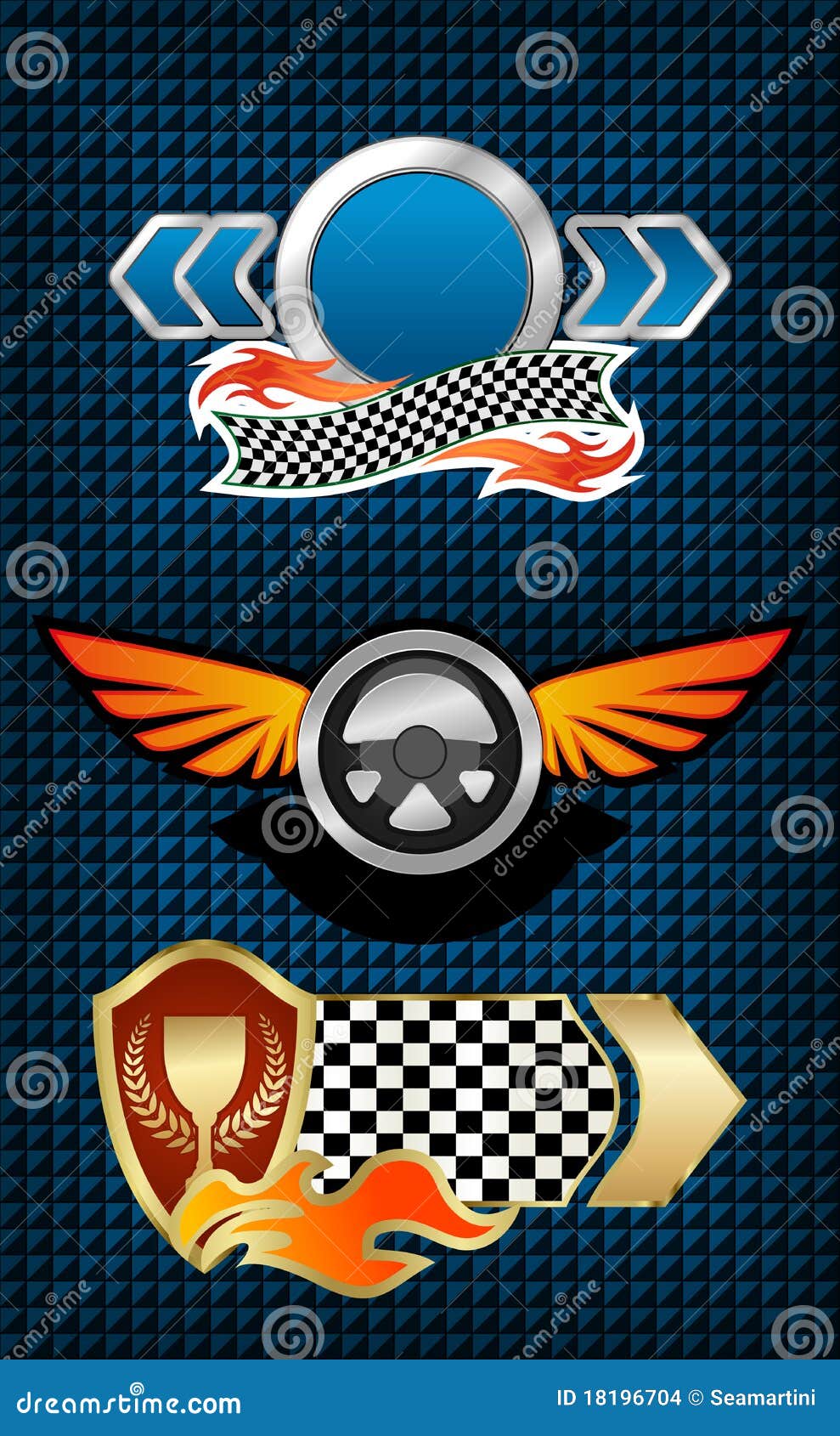 Racing symbols and icons stock vector. Illustration of engine - 18196704