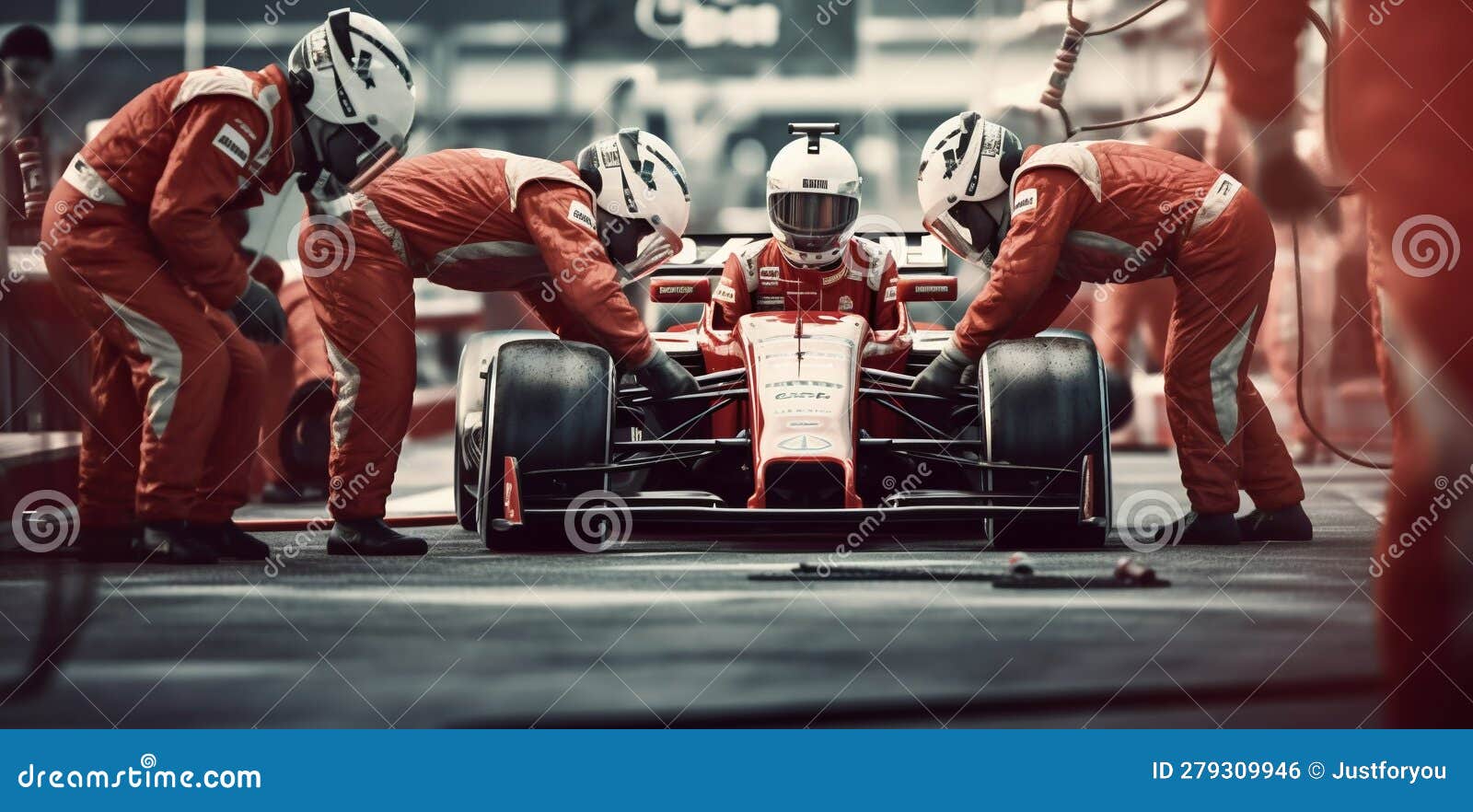 Racing Team at Pit Stop. Generative Ai Stock Illustration ... Racing Team at Pit Stop. Generative Ai Stock Illustration ...