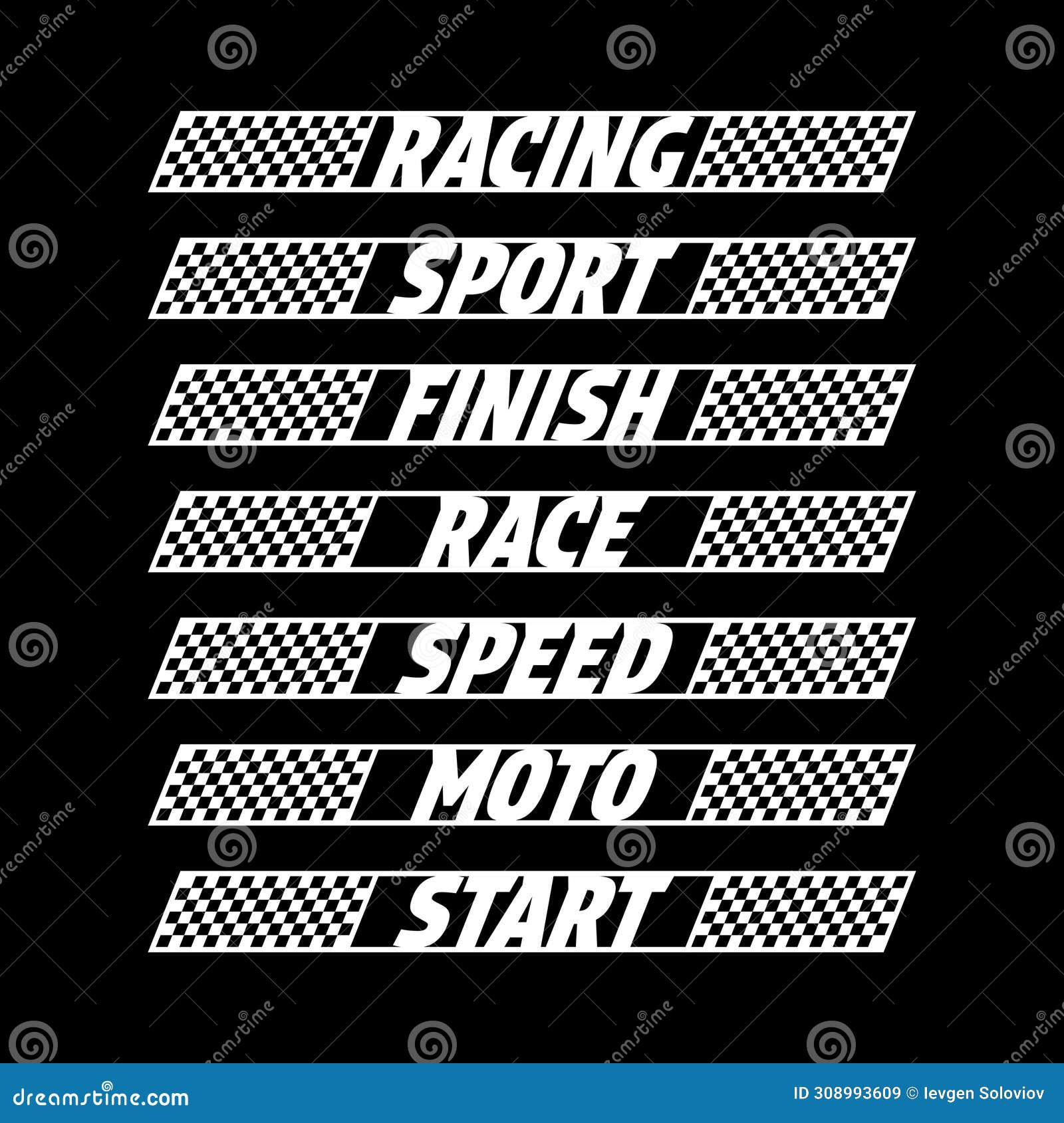 Racing Text White Checkered Lines Stock Vector - Illustration of auto ...