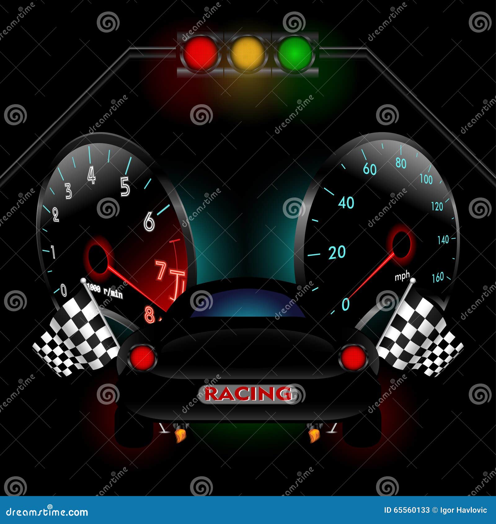 Racing Theme Design Elements Set Vector Illustration | CartoonDealer ...