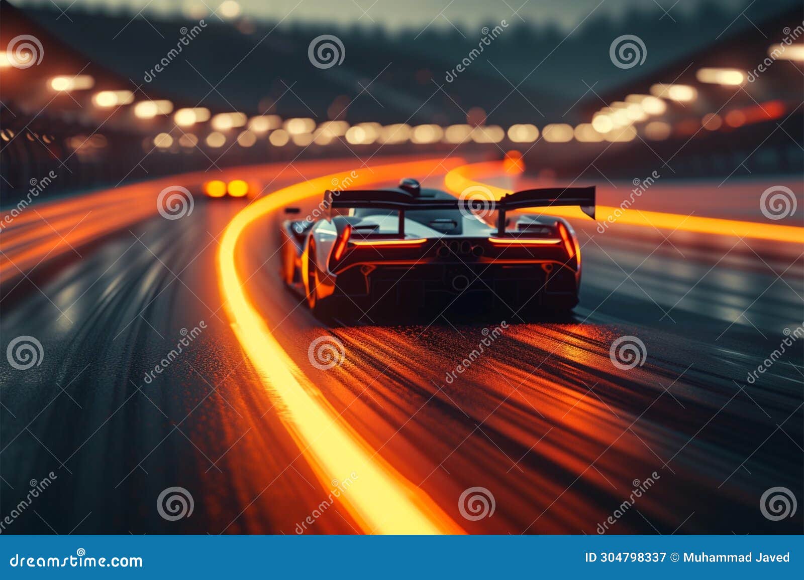 Racing Thrill Car Speeding on a Challenging and Dynamic Track Stock ...