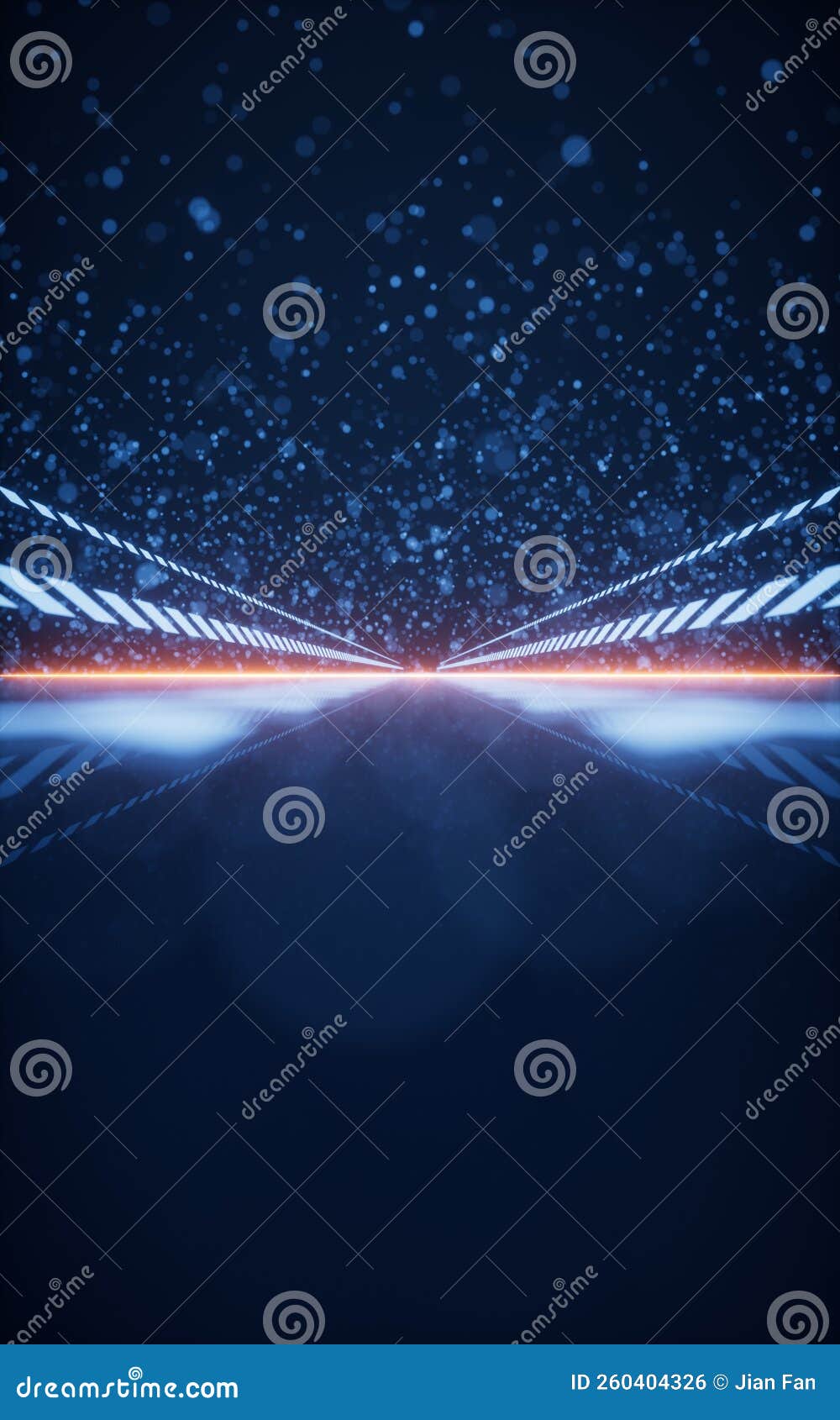 Racing Track with Glowing Particles Background, 3d Rendering Stock ...