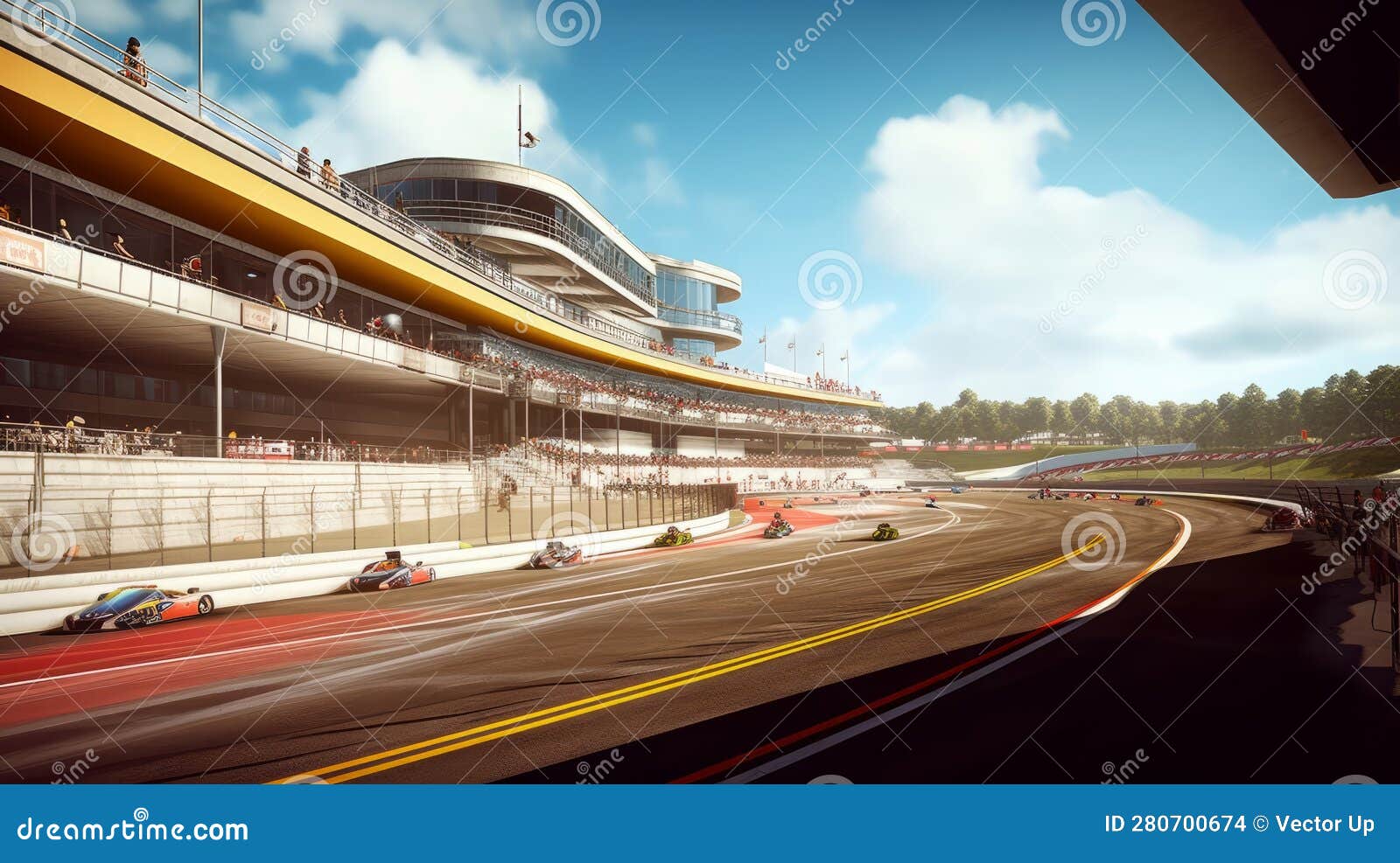 Racing Track with Grandstands. Generative AI. Stock Illustration ...