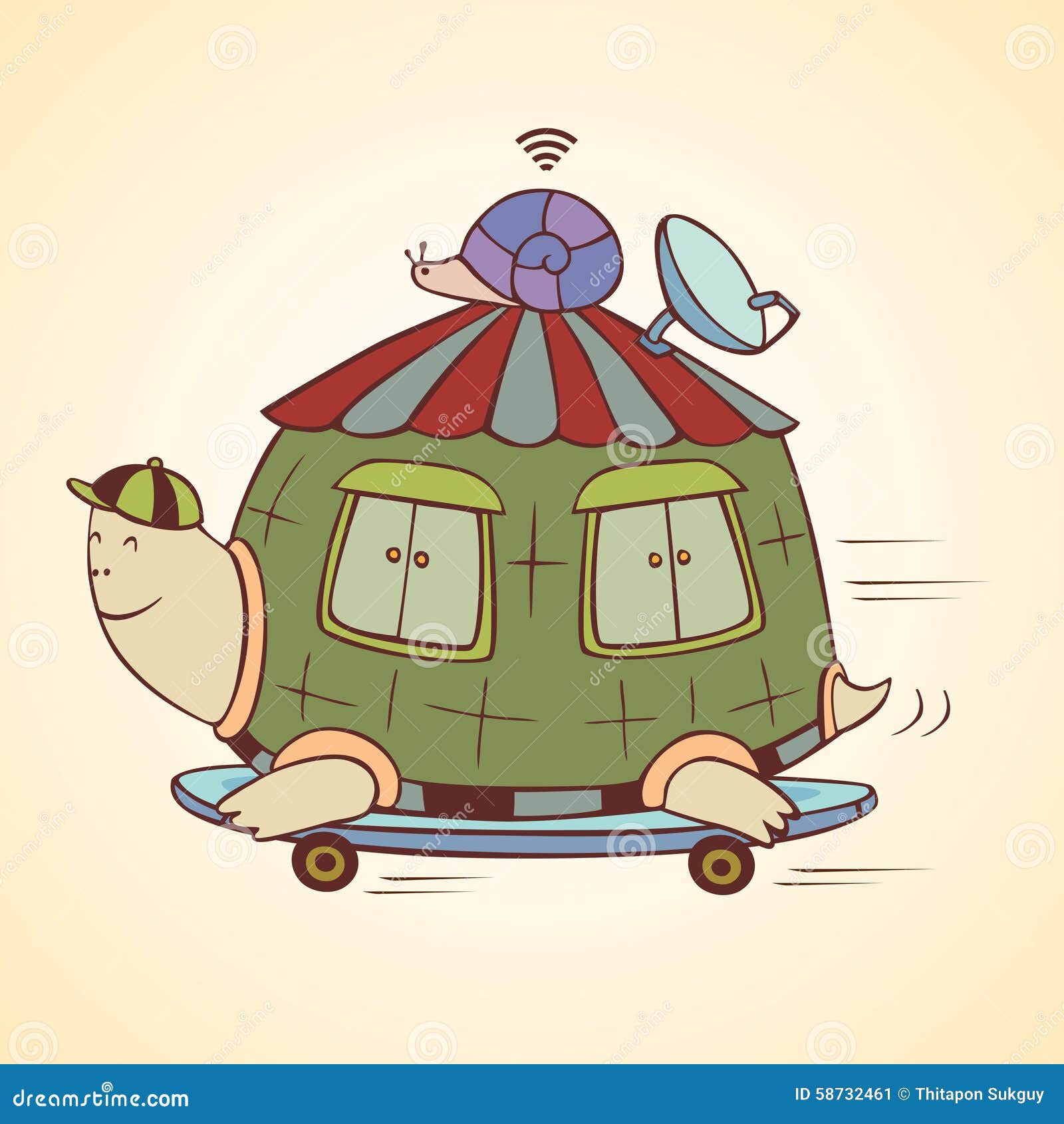 Racing turtle stock vector. Illustration of skateboard - 58732461