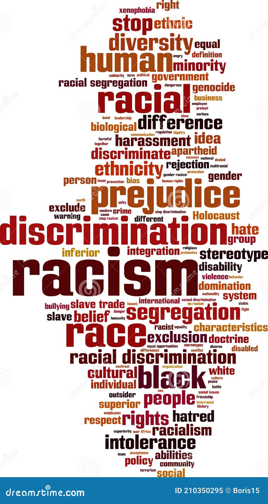 Racism word cloud stock vector. Illustration of characteristics - 210350295