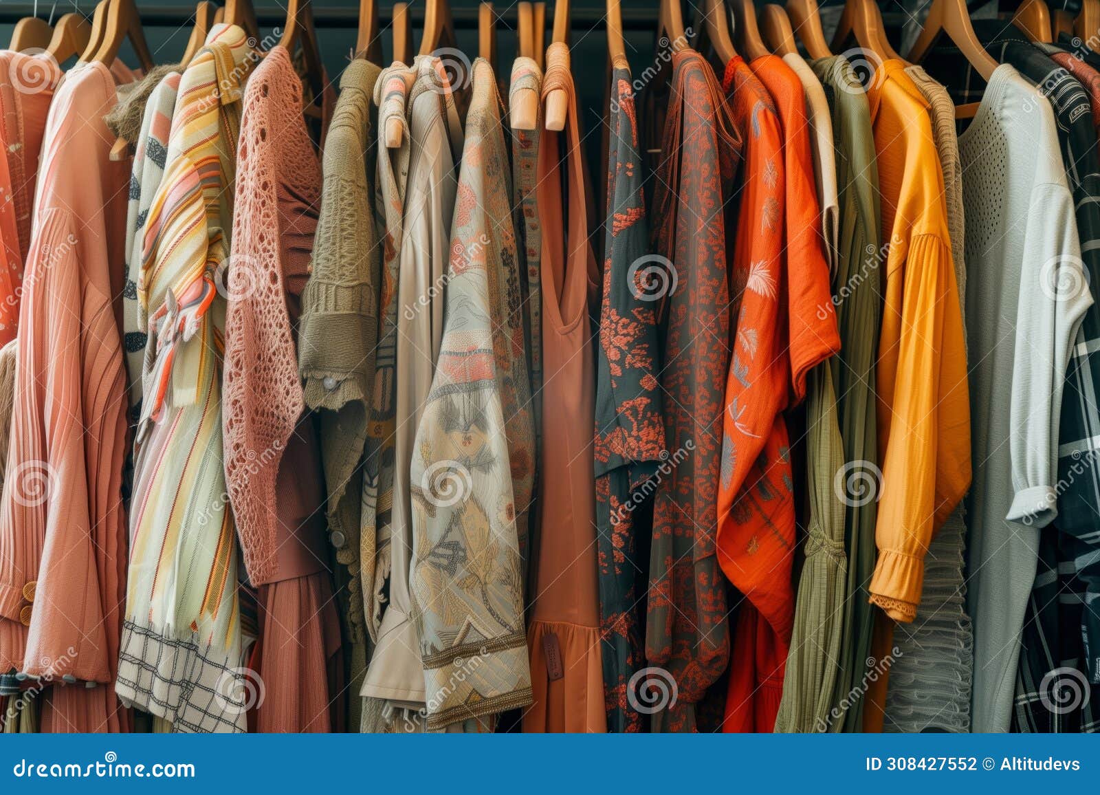 Rack of Assorted Boho Clothing in a Fashion Store Stock Photo - Image ...