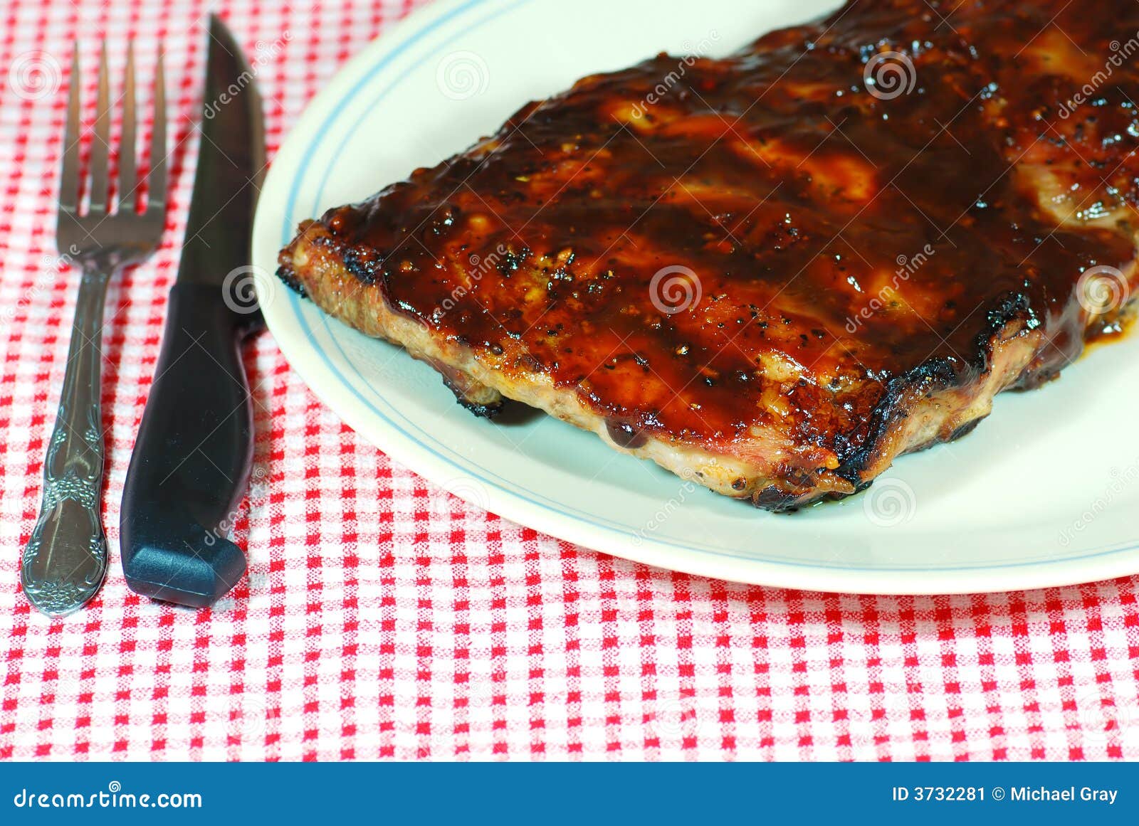 Rack of Barbecue Ribs stock image. Image of pattern, fork - 3732281