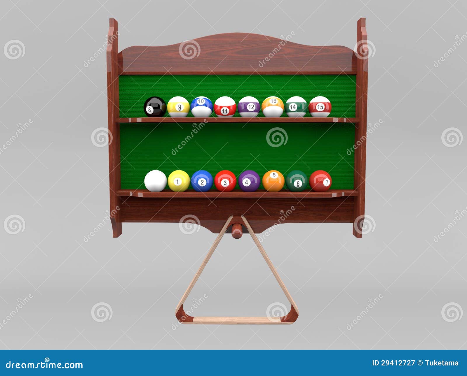 Rack of billiard balls stock illustration. Illustration of varicolored ...