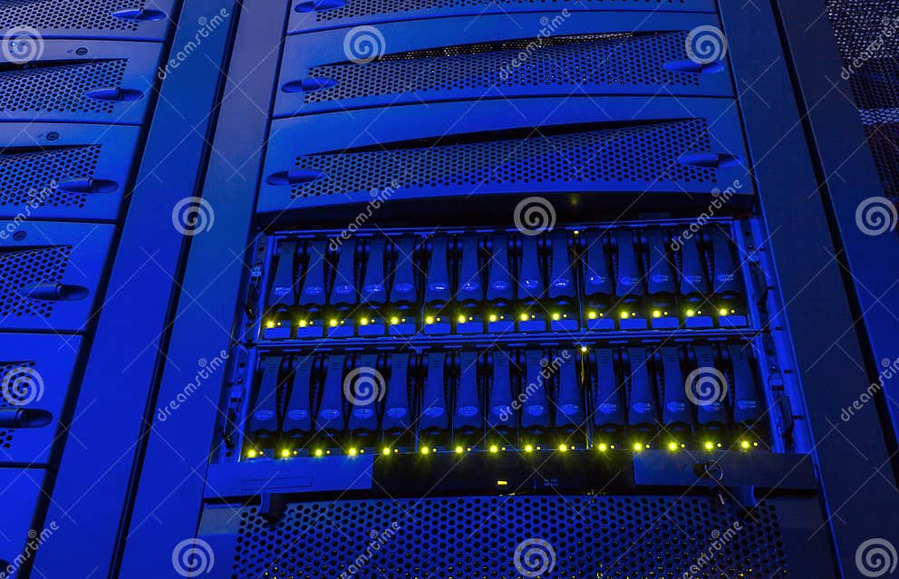 Rack with Blade Behind Bars Mainframe in the Data Center Stock Photo ...