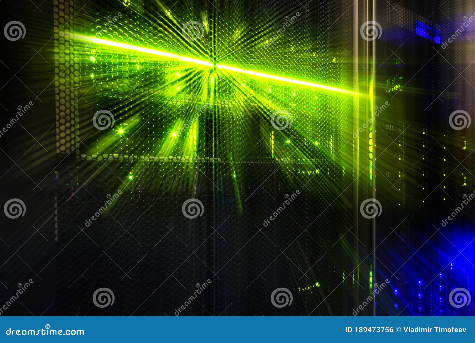 3d Rendering Rack with Blade Behind Bars Mainframe in the Data Center ...