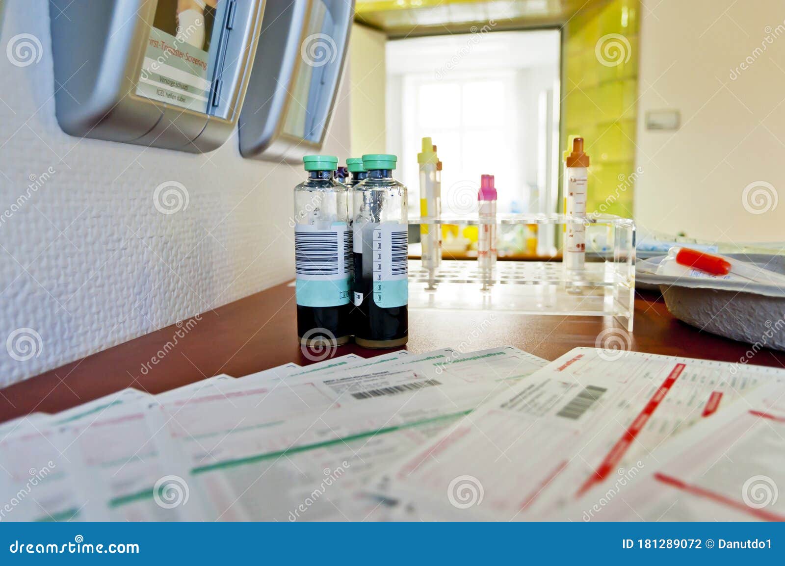 Rack Of Blood Tubes Labeled In Blood Bank Lab Royalty-Free Stock Image ...