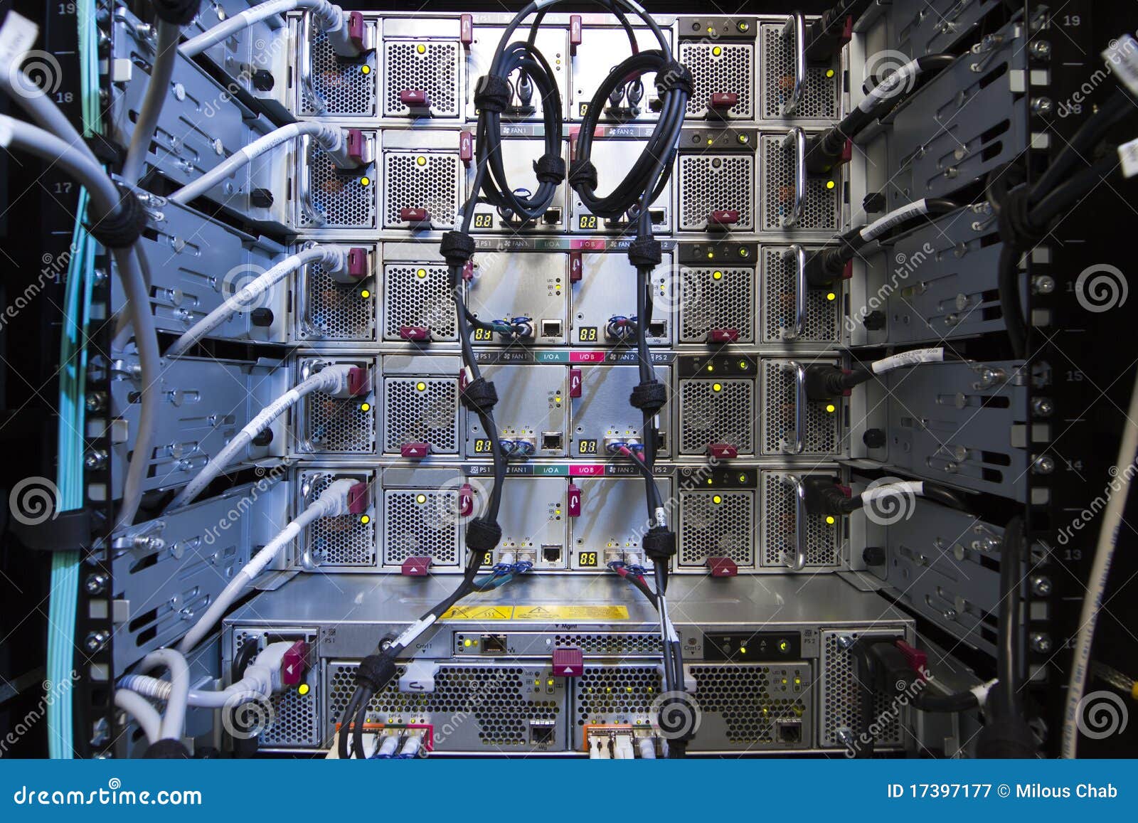 Rack of Computer, Rear View Stock Image - Image of fibre, optical: 17397177