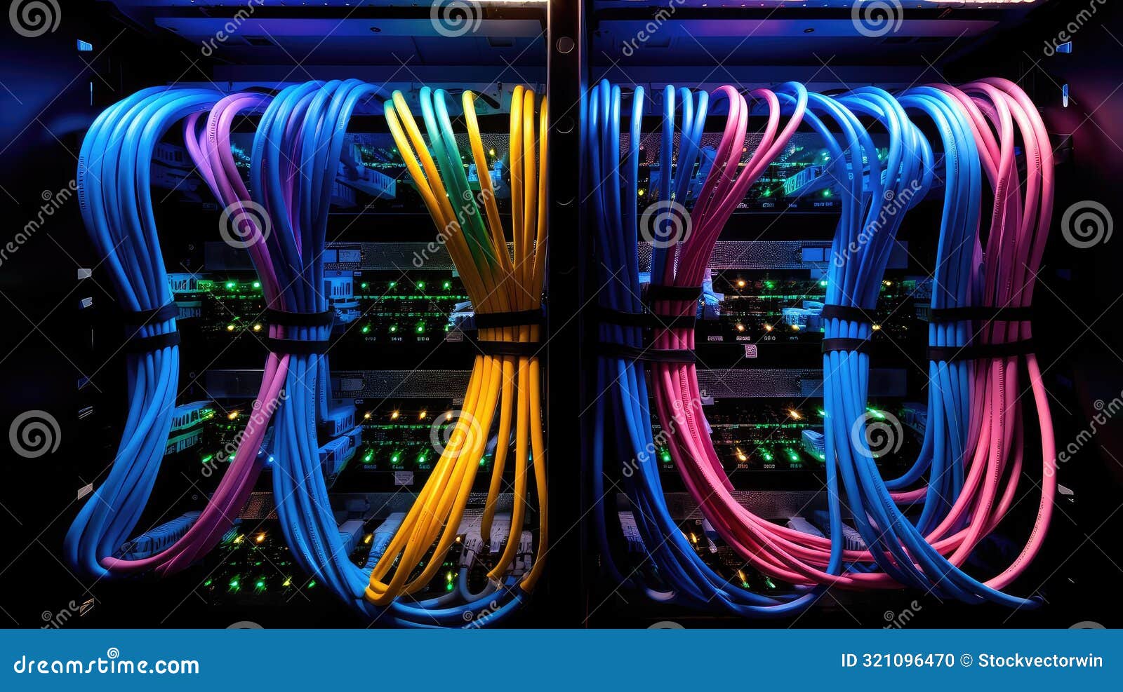 Rack data center cables stock illustration. Illustration of ethernet ...