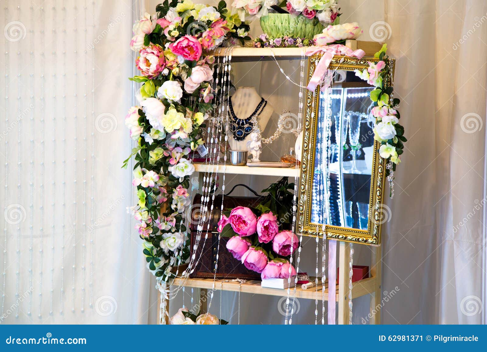 Rack Decorated with Flowers Stock Image - Image of luxury, home: 62981371