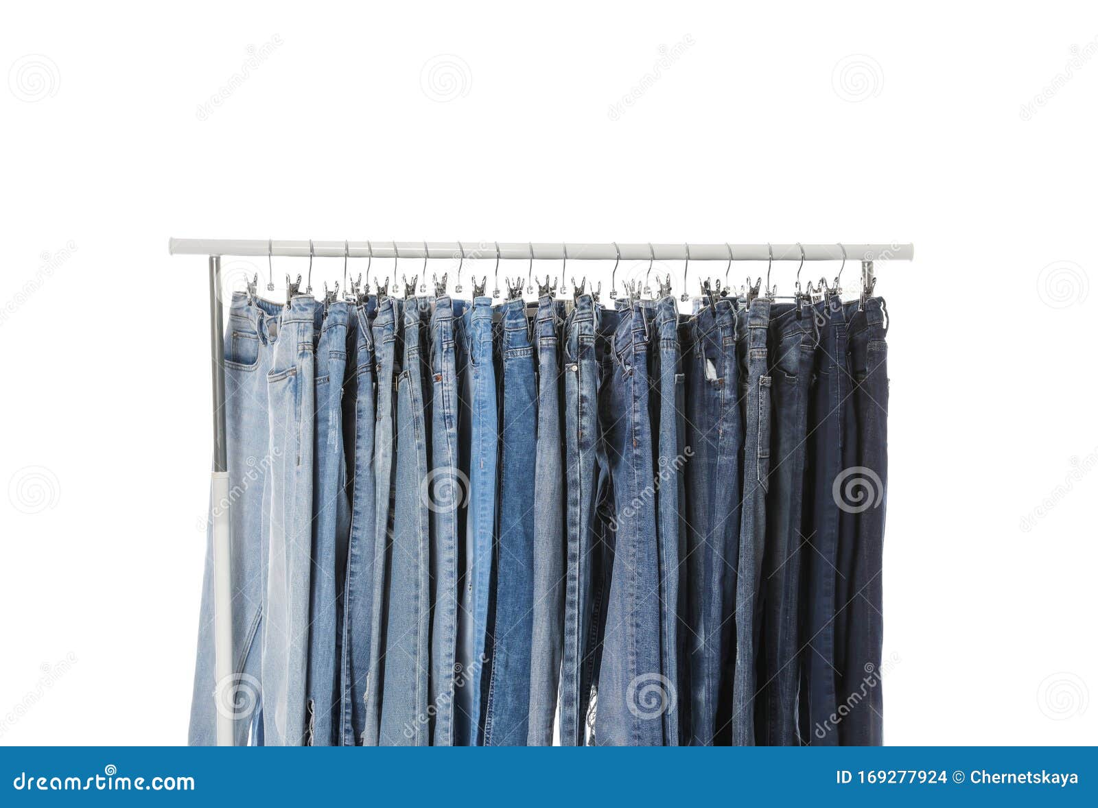 Rack with Different Jeans Isolated Stock Photo - Image of boutique ...