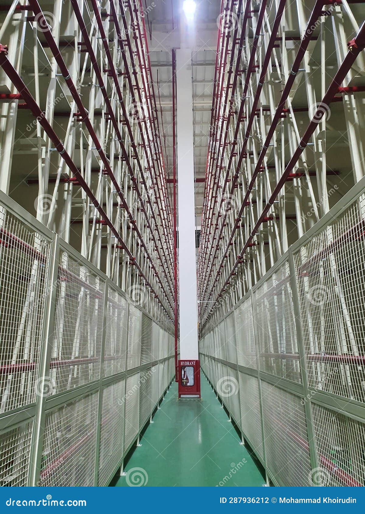 Rack with Fire Hydrant and Fire Sprinkler Pipe on Superflat Floor Stock ...