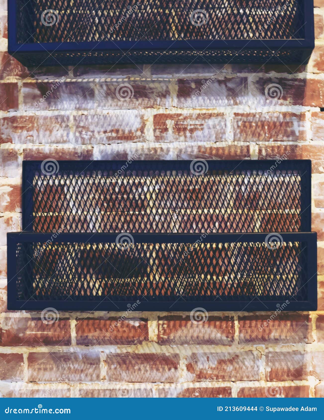 Rack Grid on a Brick Wall Background Stock Photo - Image of cement ...