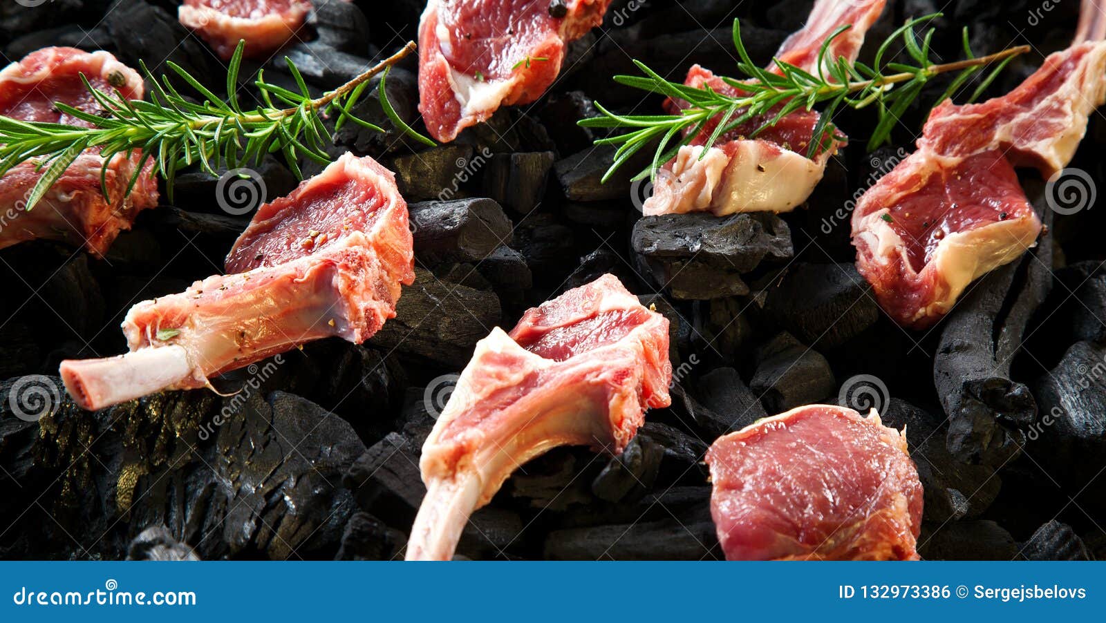 Rack of Lamb , Raw Meat with Bone on Rustic Kitchen Table at Wooden ...