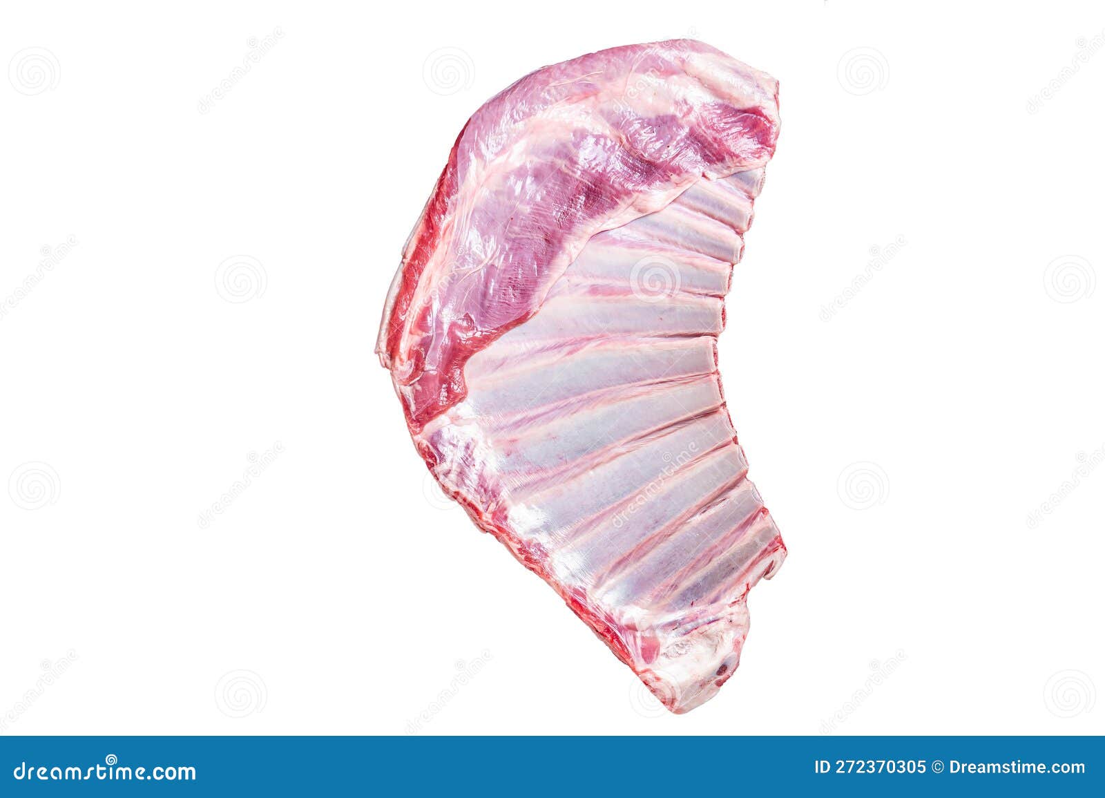 Raw Rack Of Mutton Lamb Ribs On Butcher Board. Isolated On White ...