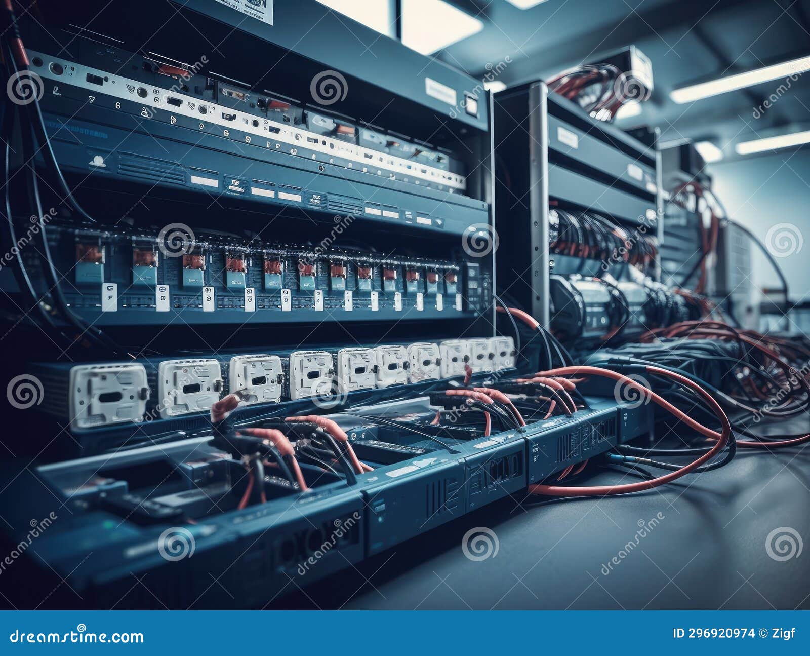 Rack Lleno De Cables En Un Centro De Datos Stock de ilustración ...