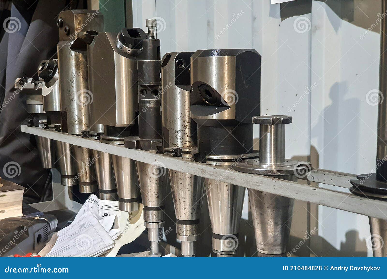 Rack with Mandrels for Milling Cutters for a Cnc Machine Stock Photo ...