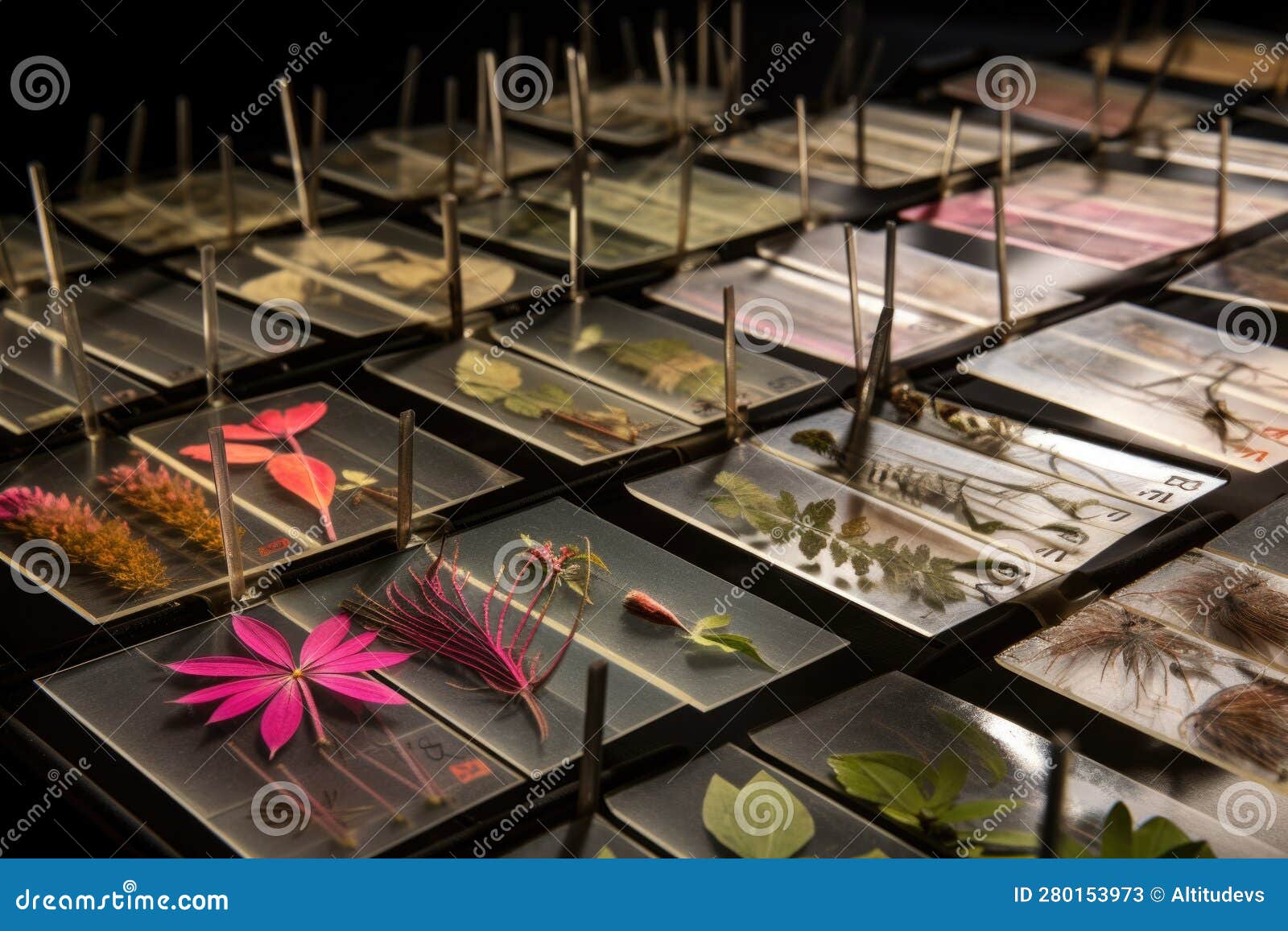 Rack of Microscope Slides with Various Plant Specimens Stock ...