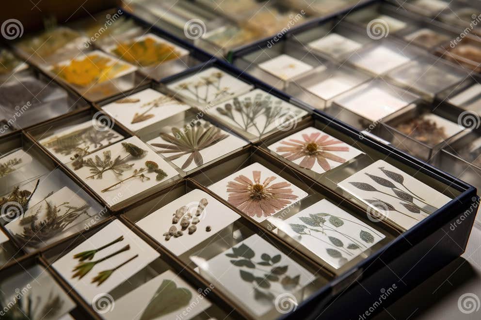 Rack of Microscope Slides with Various Plant Specimens Stock ...