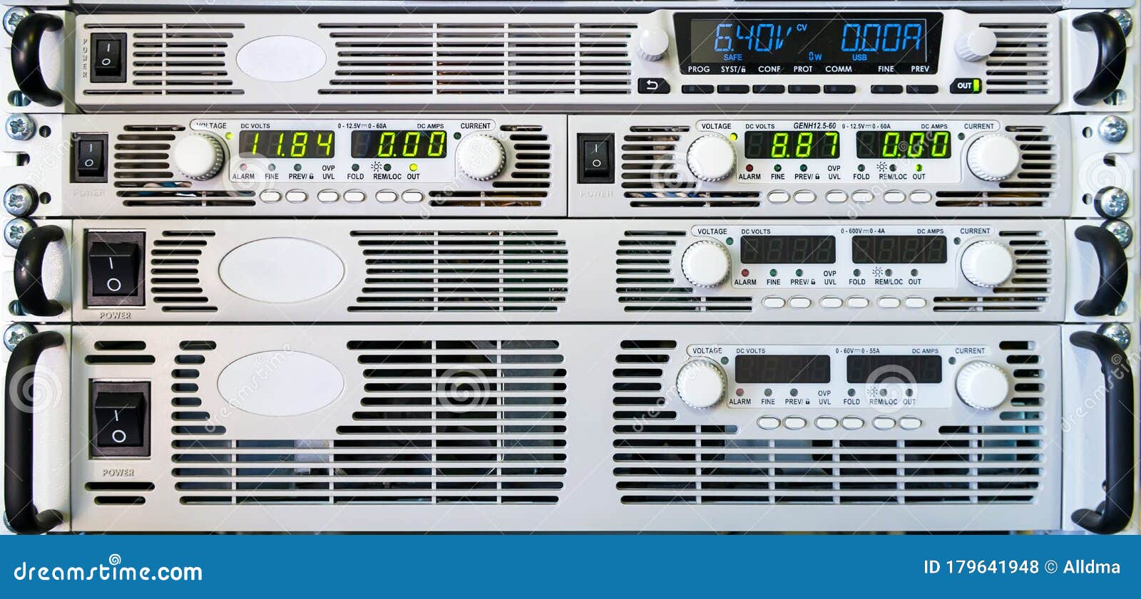 Programmable AC and DC Power Supplies Installed in the Rack Stock Photo ...