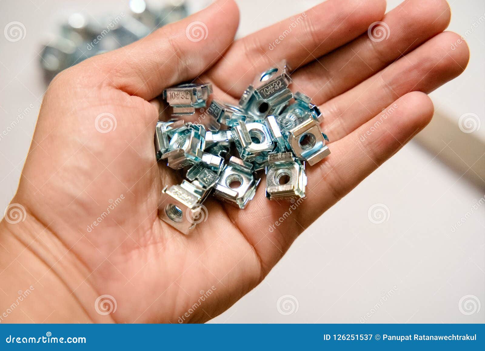 Rack Mounting Equipment Cage Nuts with Rack Studs . Stock Image - Image ...
