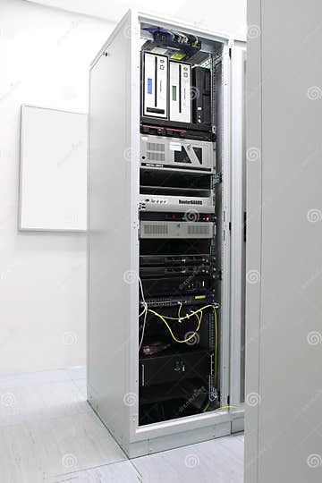 Rack with Network Equipment Stock Photo - Image of optic, house: 14458946