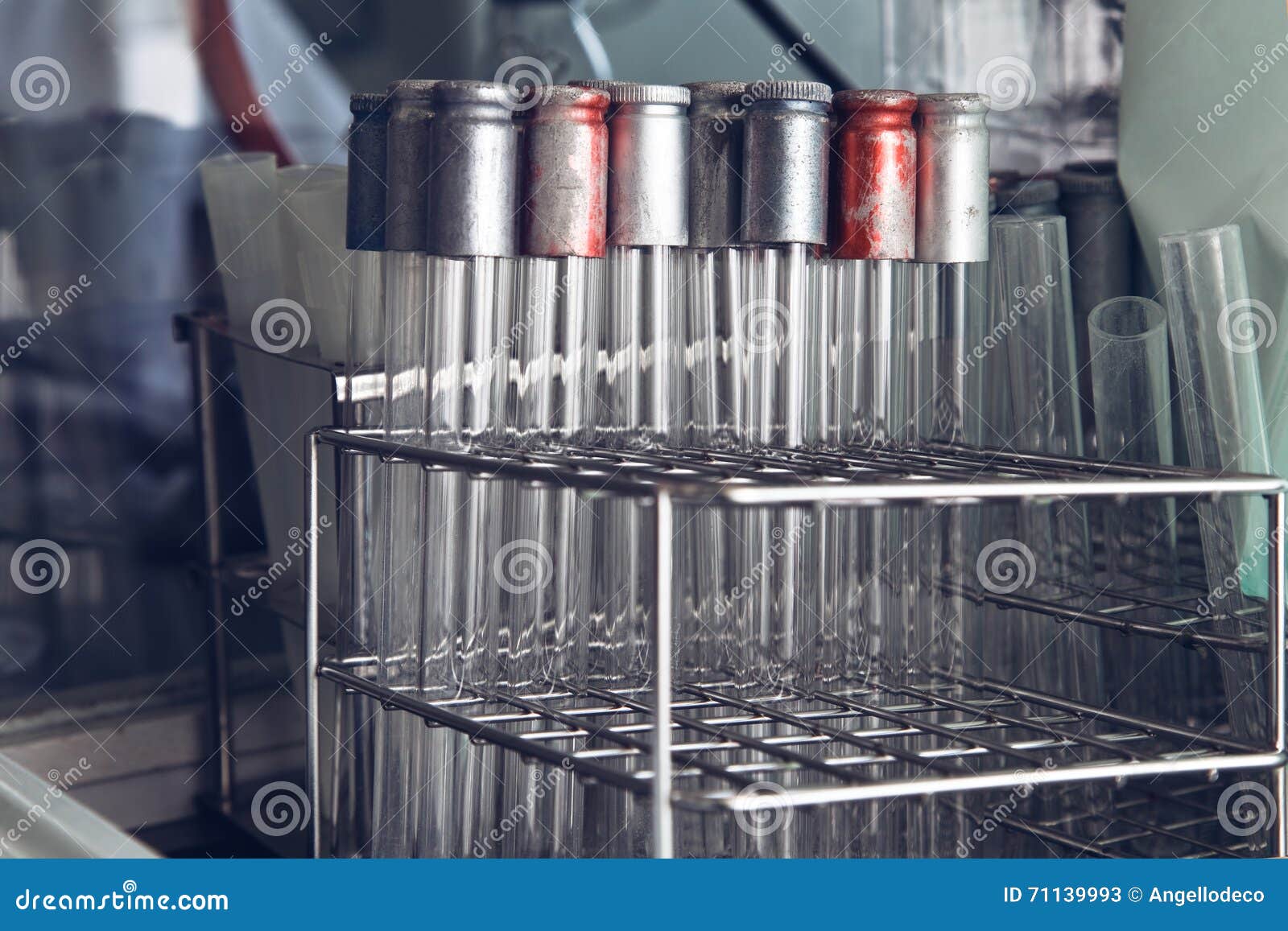 Rack with old lab tubes stock image. Image of cell, development - 71139993