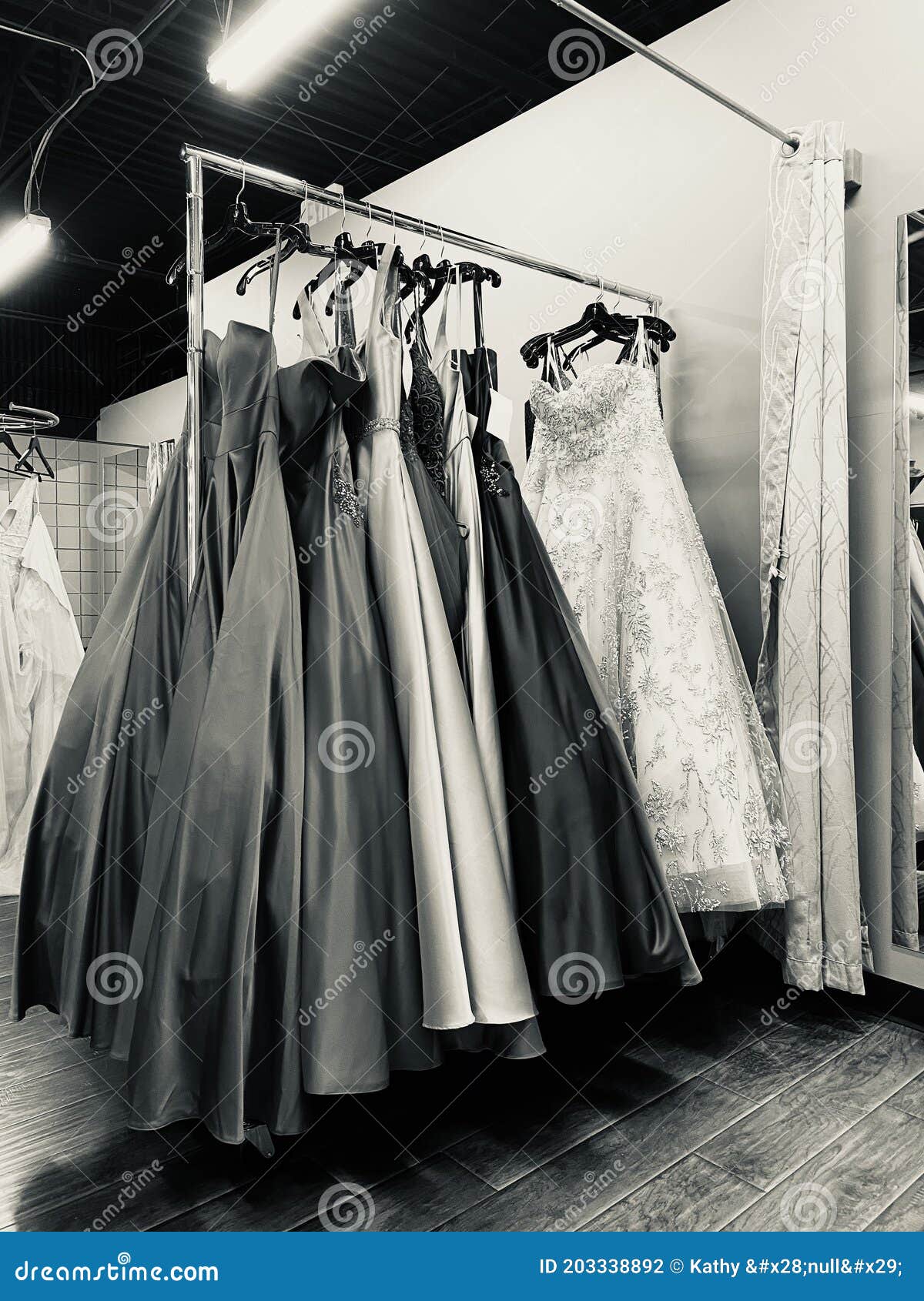 A rack of prom dresses stock photo. Image of clothing - 203338892