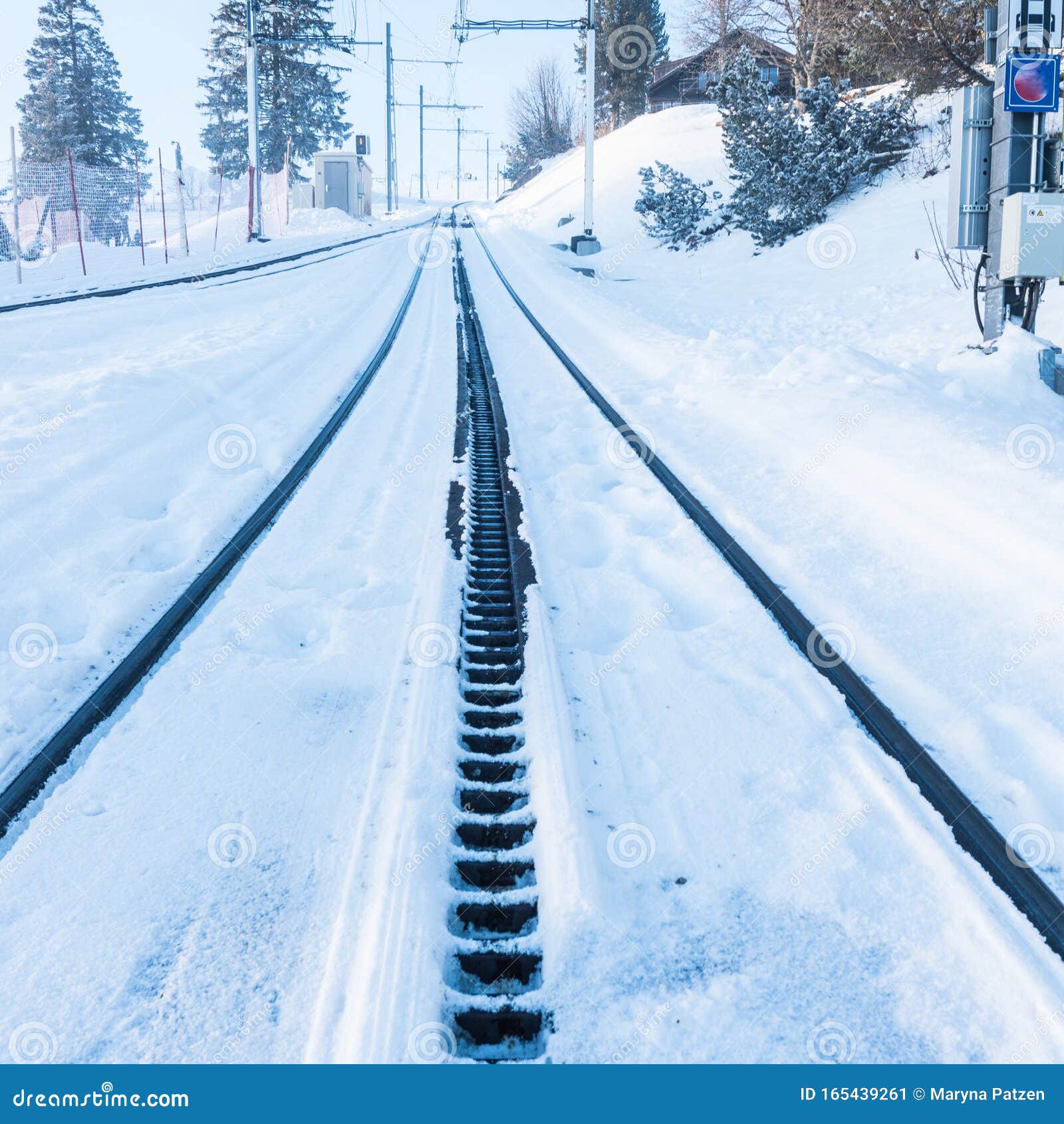Rack Railway in the Swiss Alps Stock Image - Image of winter, grip ...