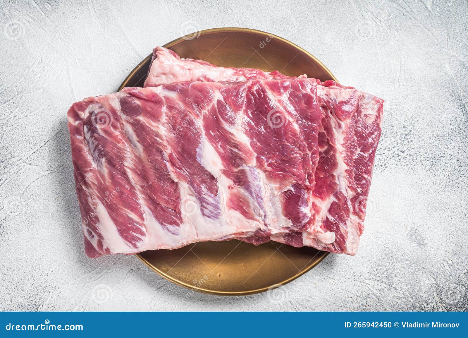 Rack of Raw Pork Spare Ribs. White Background Stock Photo - Image of ...