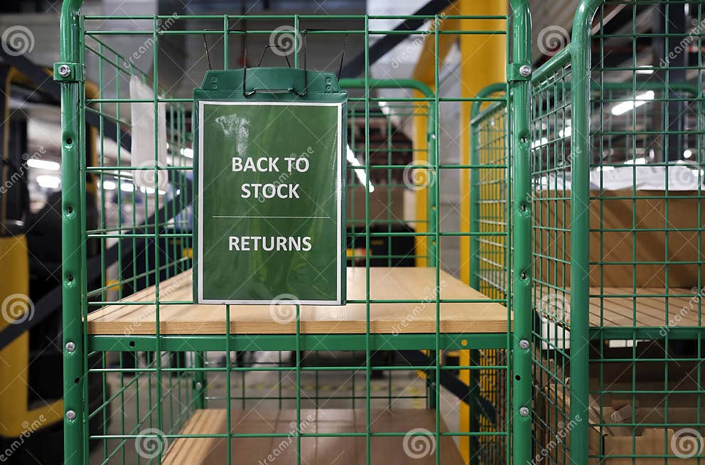Rack for Returns in a Distribution Warehouse Stock Photo - Image of ...