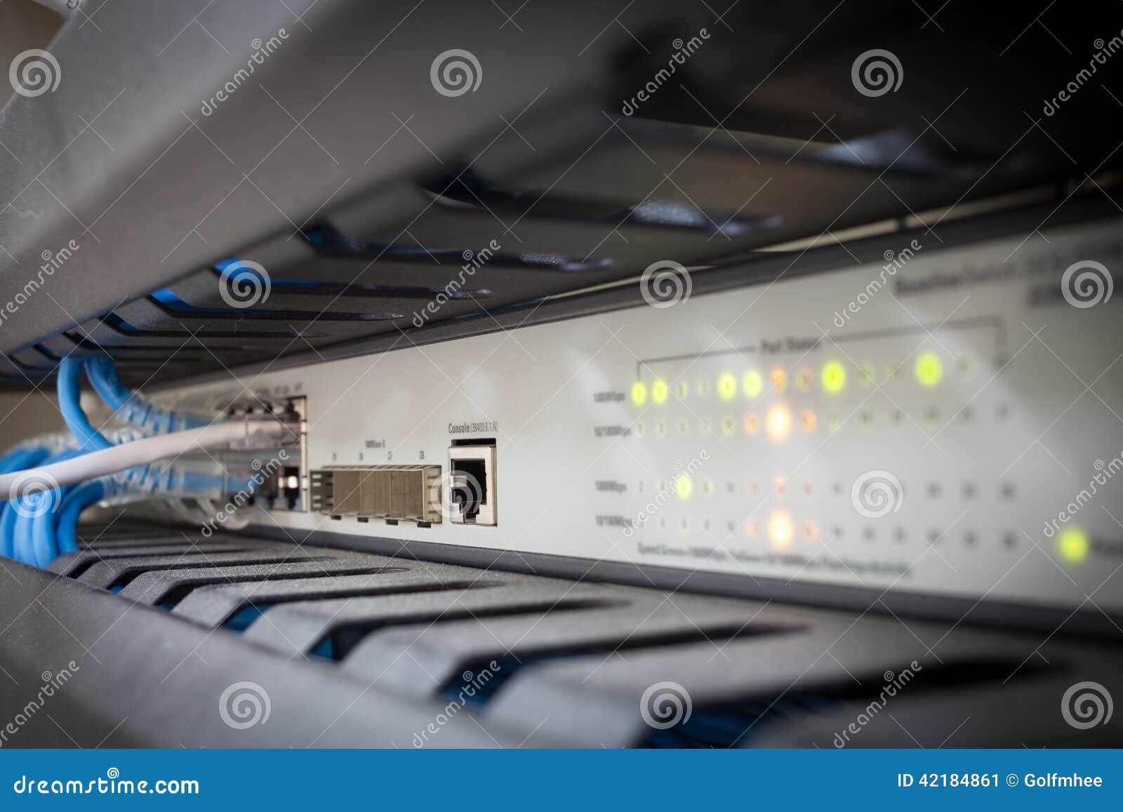 Rack Server Internet Connected with LAN Cables. Stock Image - Image of ...