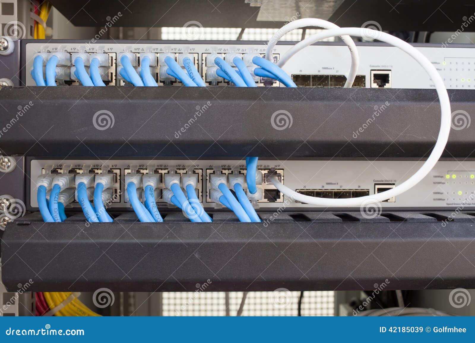 Rack Server Internet Connected with LAN Cables. Stock Image - Image of ...