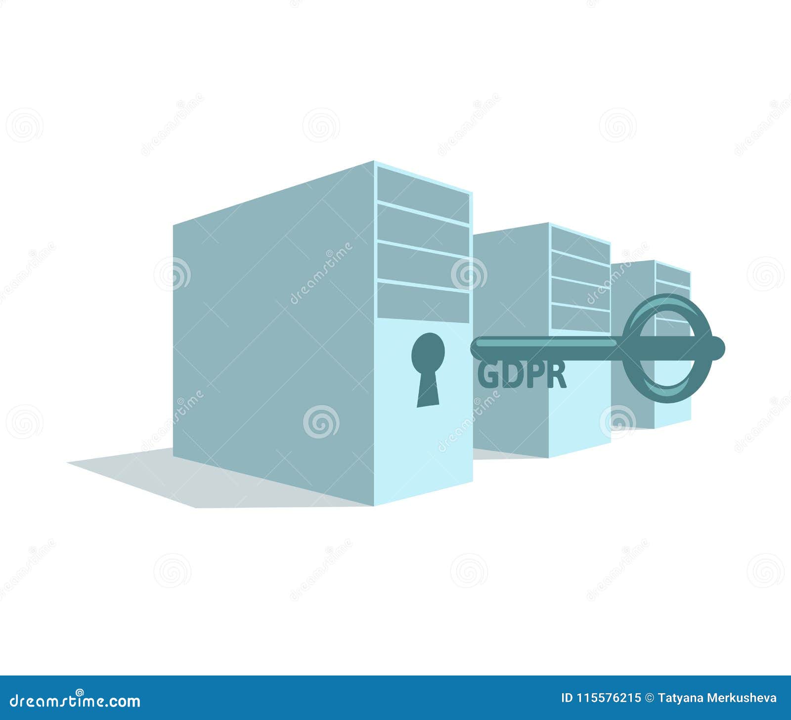 Rack of Servers with a Keyhole and GDPR Key Next To it. Lock Your ...