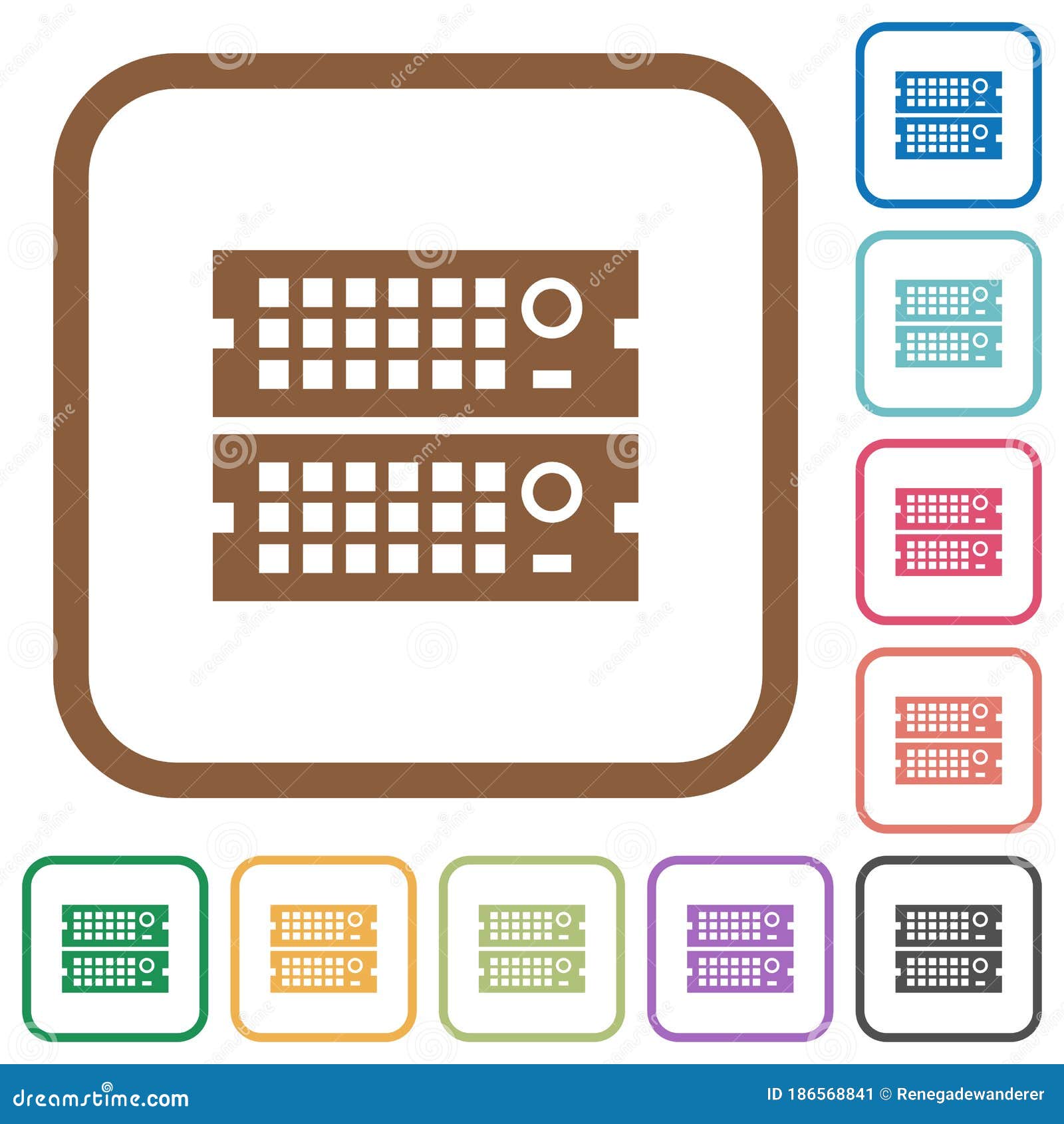 Rack servers simple icons stock vector. Illustration of colors - 186568841