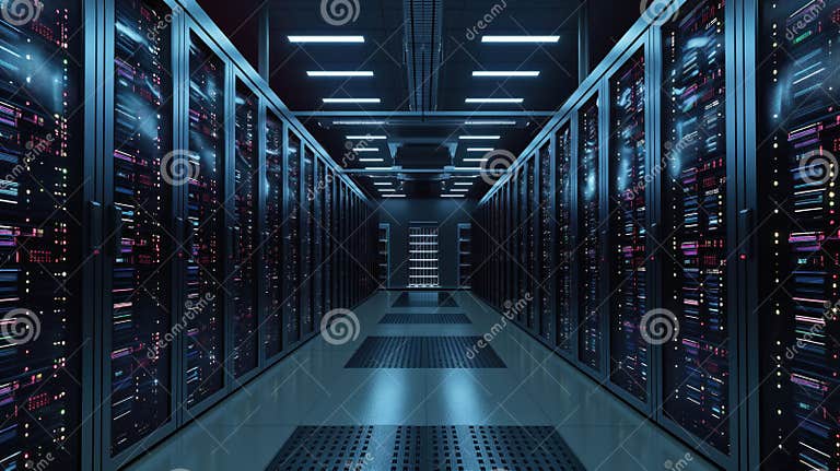Rack Servers, Supercomputers in Modern Data Center. Artificial ...