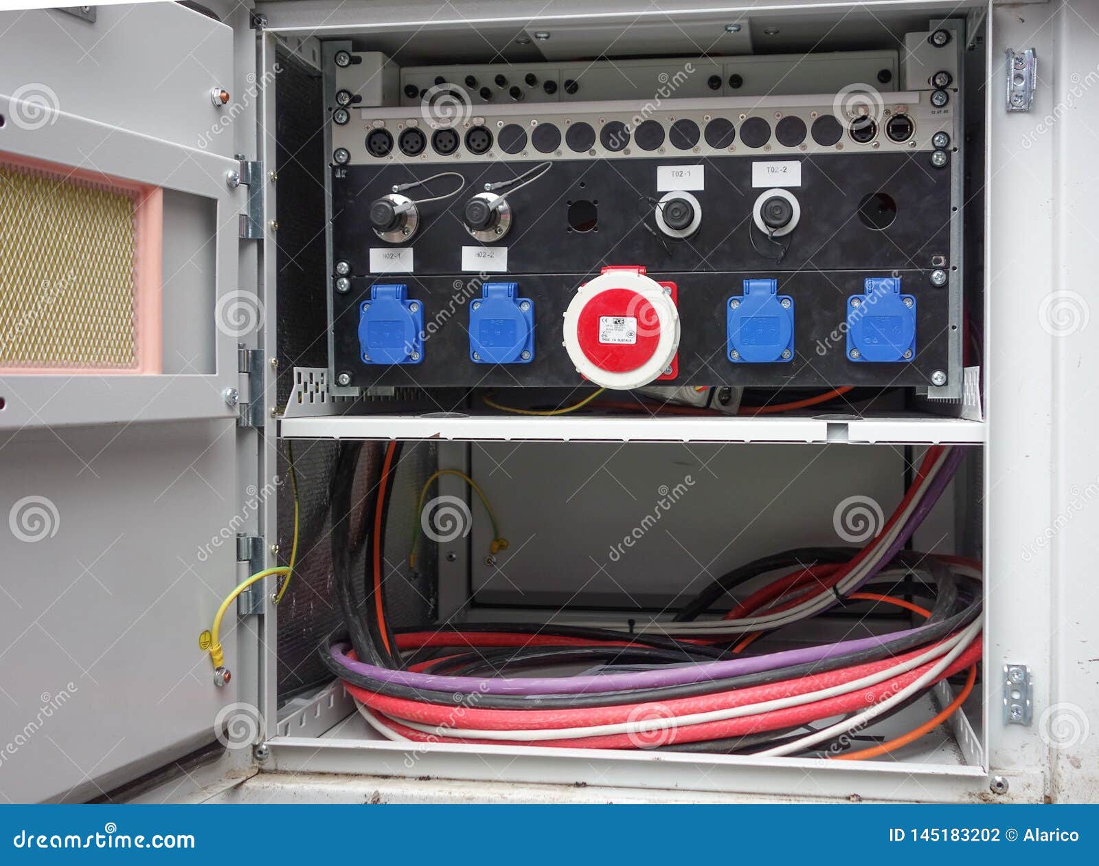 Rack with sockets editorial photography. Image of power - 145183202