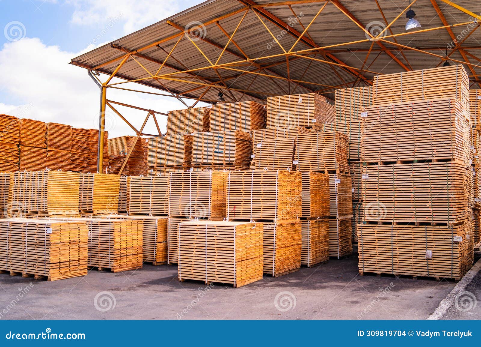 Rack Stack Arrangement of Planks in Panels in a Store Warehouse. Stock ...