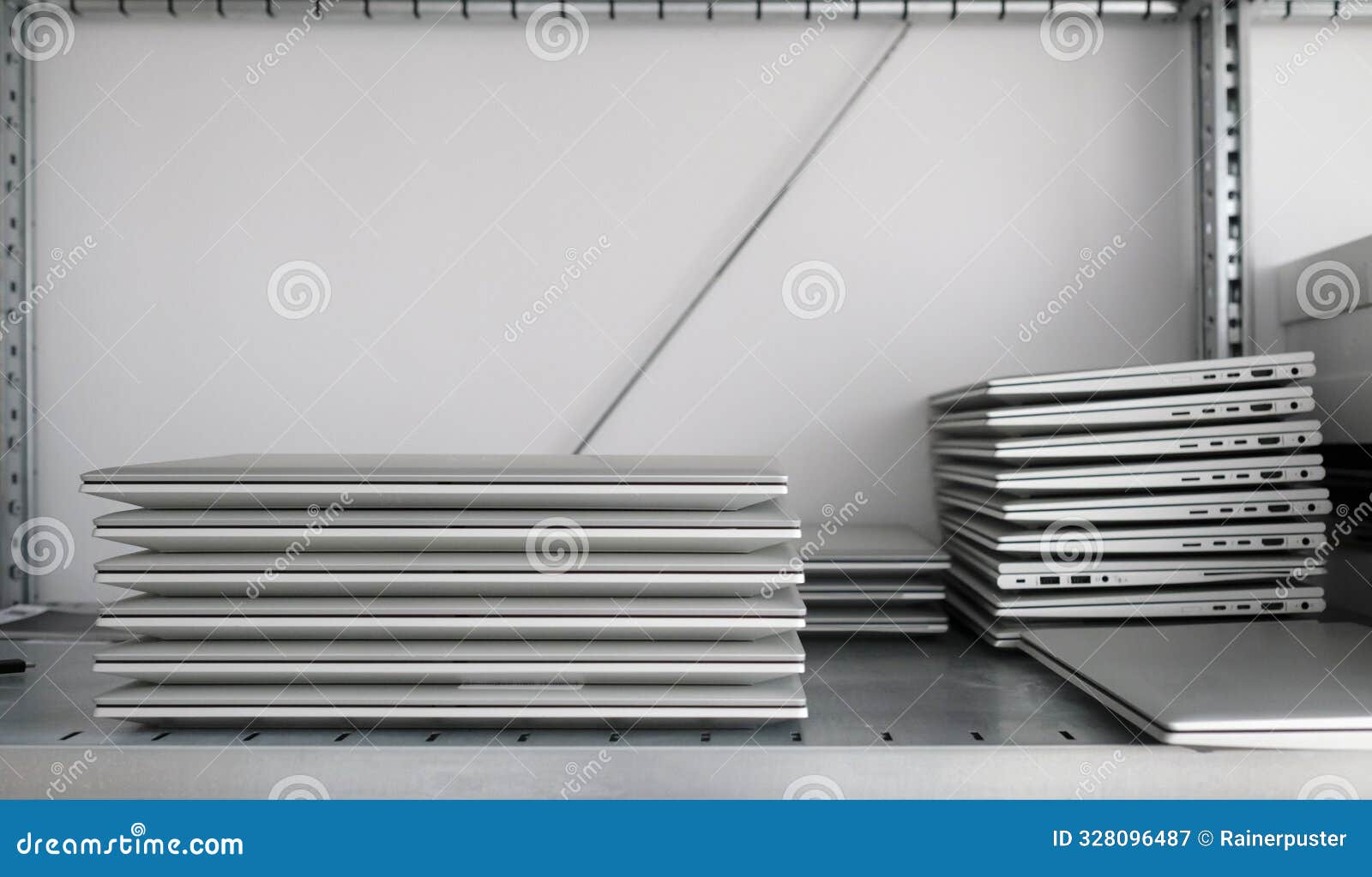 Rack with a Stack of Laptops in the Storage Room Stock Image - Image of ...