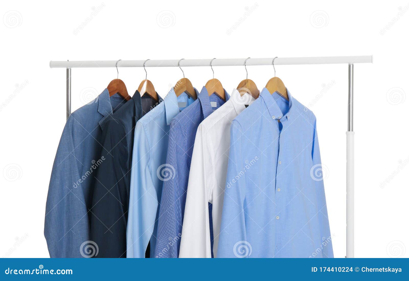 Rack with Stylish Men`s Clothes Isolated on White Stock Photo - Image ...
