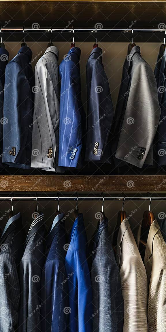 A Rack of Suits and Jackets in a Closet Stock Image - Image of ...